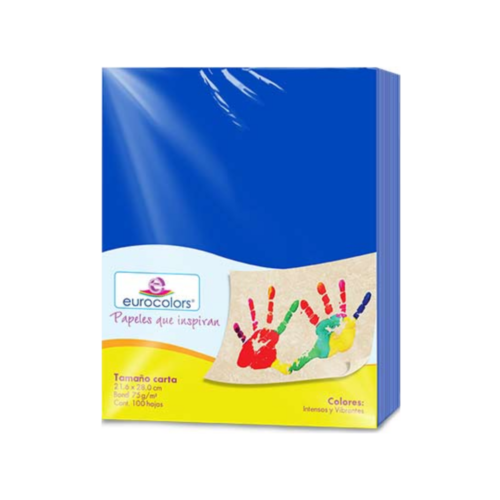 Papel Bond Color Azul Tamaño Carta 75 gr Marca Eurocolors – Stock México