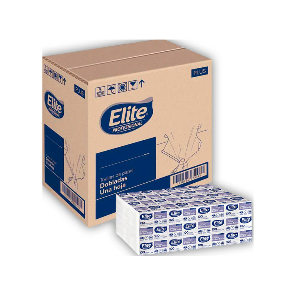 Toalla Interdoblada Elite Pro - Caja con 20 Paquetes de 100 Toallas c ...